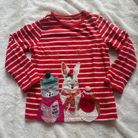 Mini Boden | Shirts & Tops | Mini Boden Holiday Appliqu Long Sleeve Tee 34y | Poshmark
